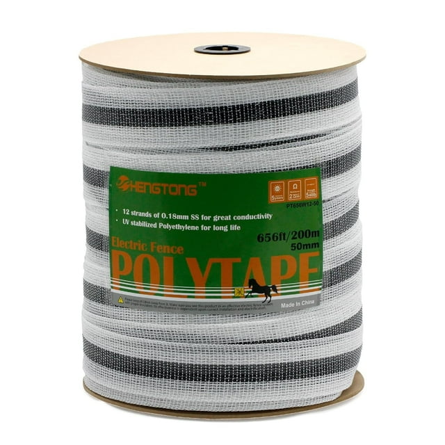 Hengtong Electric Fence Tape Horse Fencing 656 Feet White & Gray 2 Inch ...