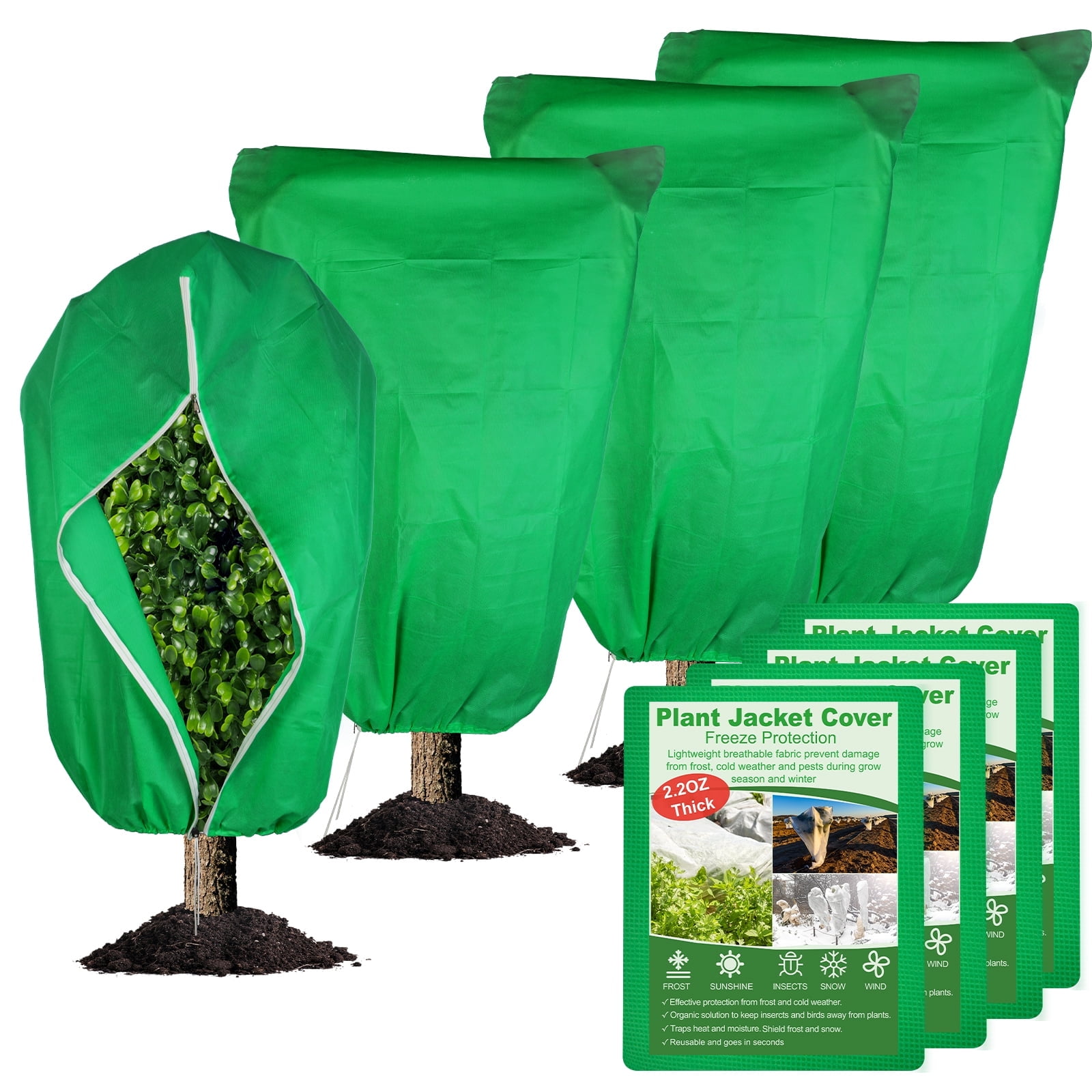 Hengu Plant Covers Freeze Protection, 4 Pack 31.5" x 47.2" Frost Cloth ...