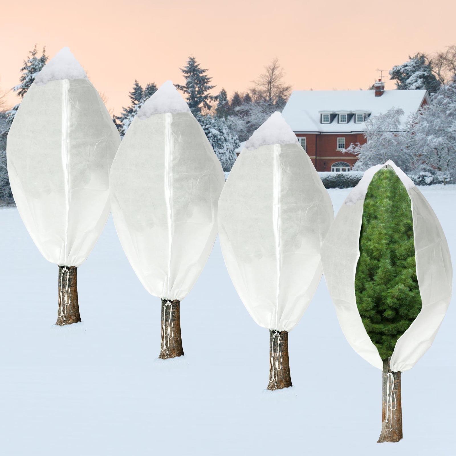 Hengu Plant Covers Freeze Protection with Zipper Drawstring, 31.5" x 47 ...