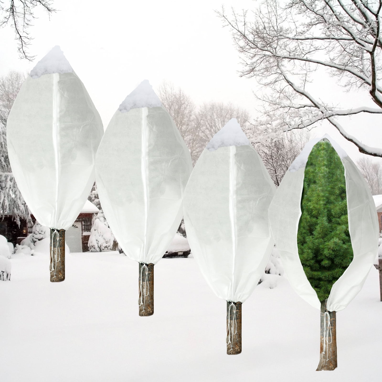 Hengu Plant Covers Freeze Protection with Zipper Drawstring, 47" x 71 ...