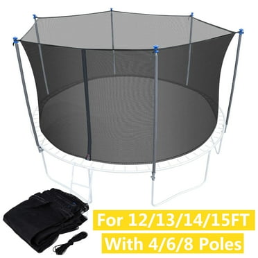 SkyBound Round Trampoline Net with 6 Straight Enclosure Poles for 12 ...