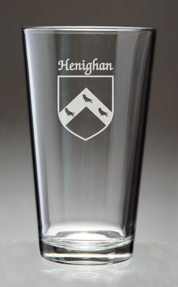 Henighan Irish Coat of Arms Pint Glasses - Set of 4 (Sand Etched ...