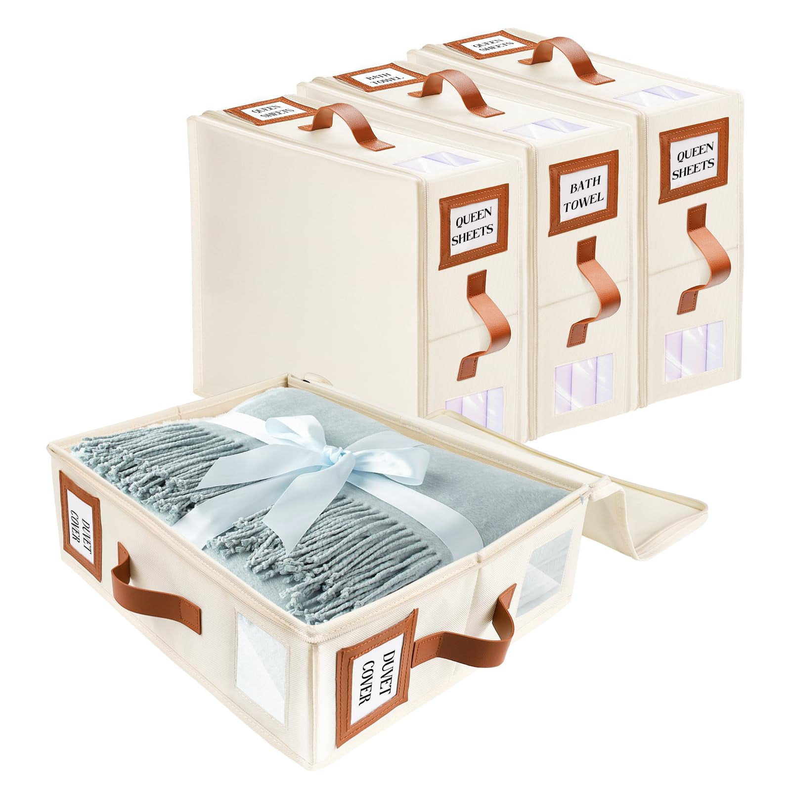 Henkelion Bed Sheet Organizers and Storage (King & Queen Size) 4 Pack ...