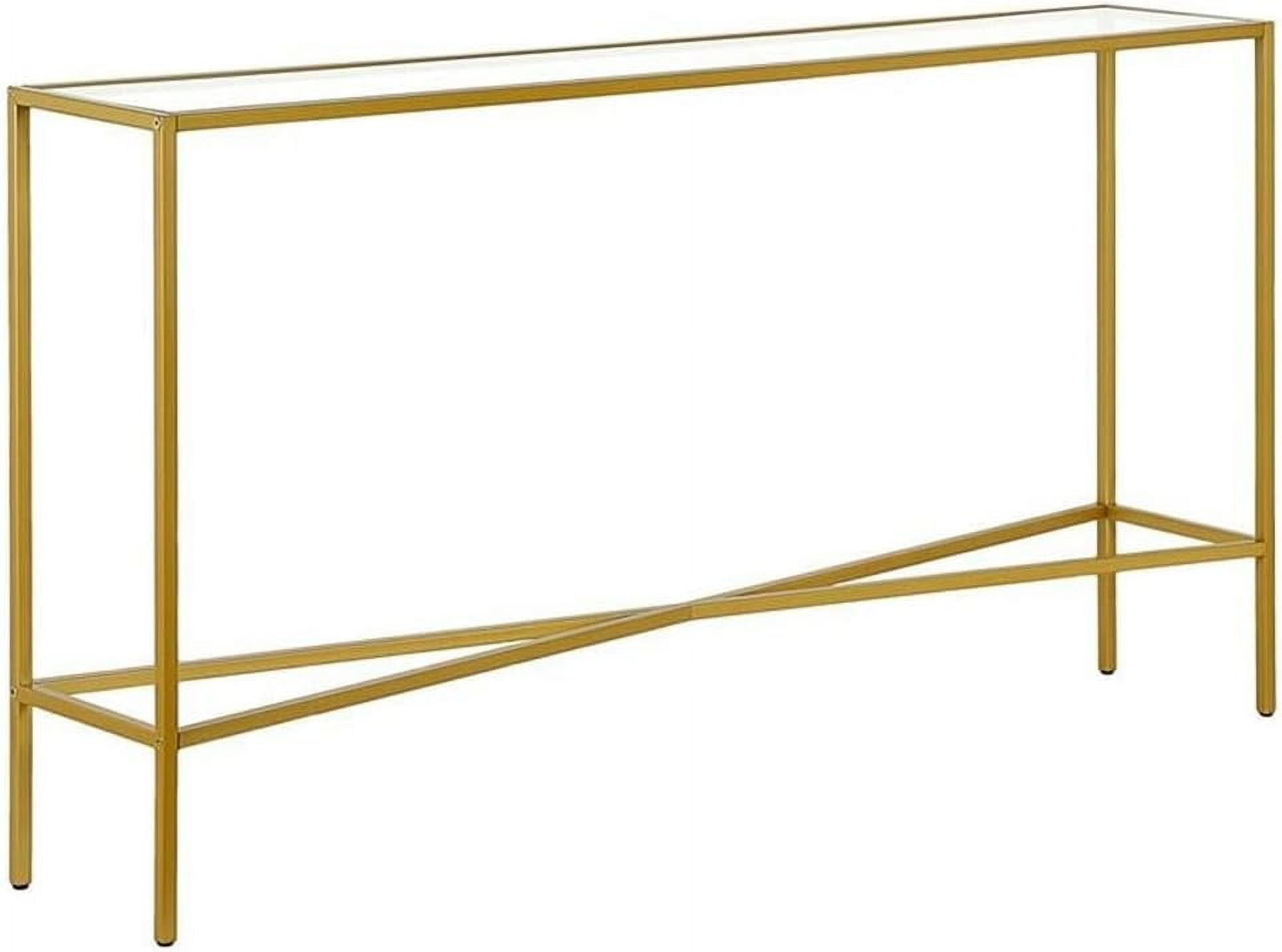 Henley 55'' Wide Rectangular Console Table with Glass Top in Brass ...