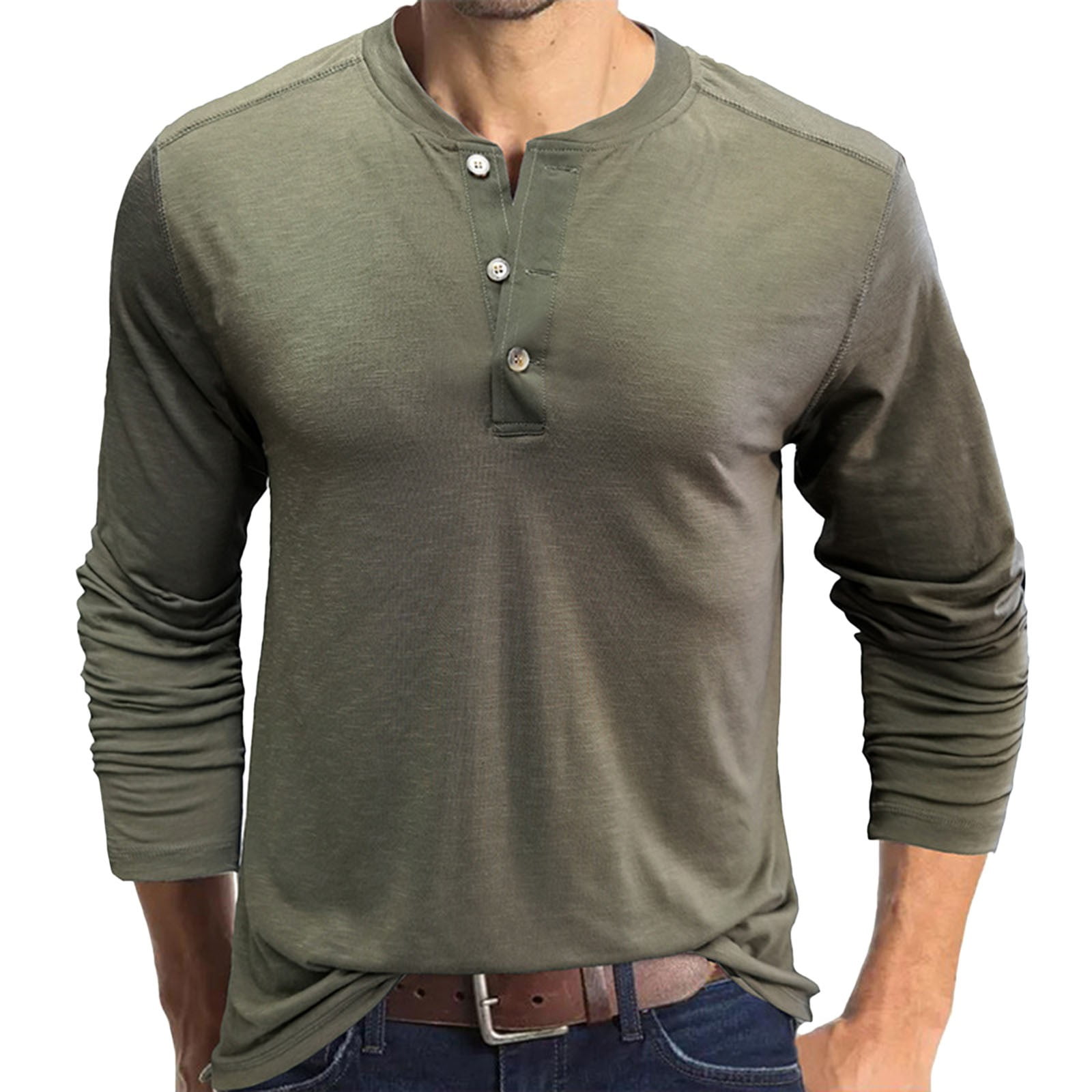 Henley Shirts For Men Long Sleeve Men's Henley Shirts Long Sleeve Button T-Shirt Lightweight ...