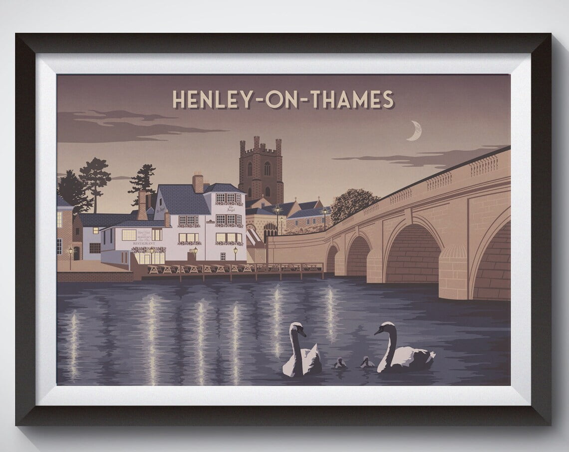 Henley On Thames Print, Oxfordshire Travel Poster, Henley Royal Regatta ...