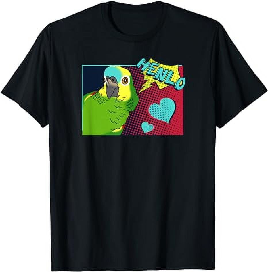 Henlo Birb memes, Funny Comic Blue Fronted Amazon Parrot T-Shirt ...