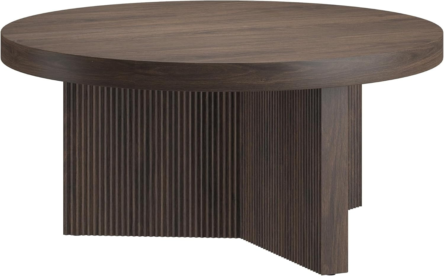 Henn&Hart 32" Fluted Round Low-Profile Coffee Table with Ribbed ...