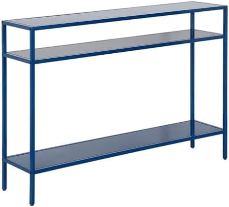 Henn&Hart 42" Wide Rectangular Console Table with Metal Shelves in ...