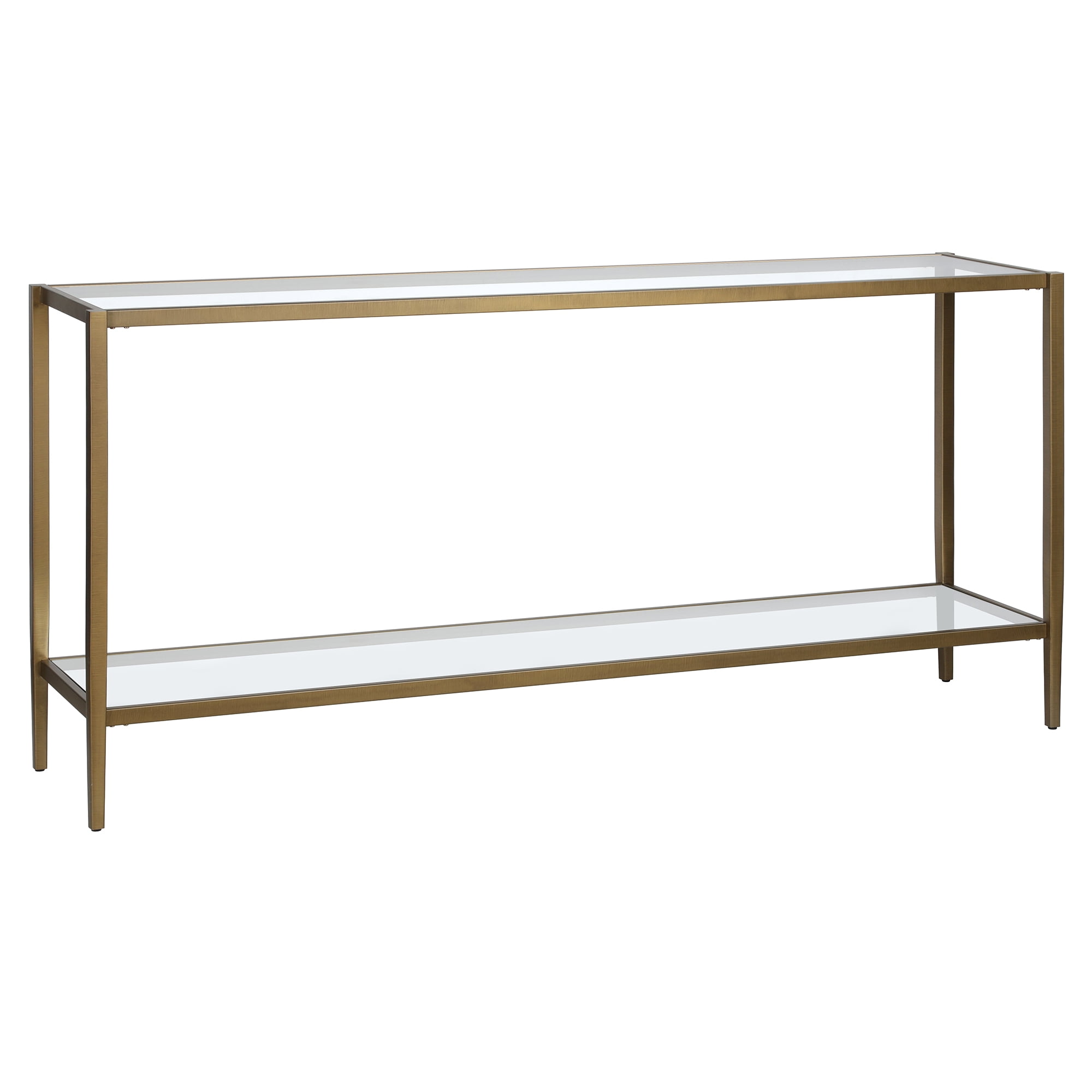 Henn&Hart 64" Brushed Brass Finish Metal/Glass Console Table - Walmart.com