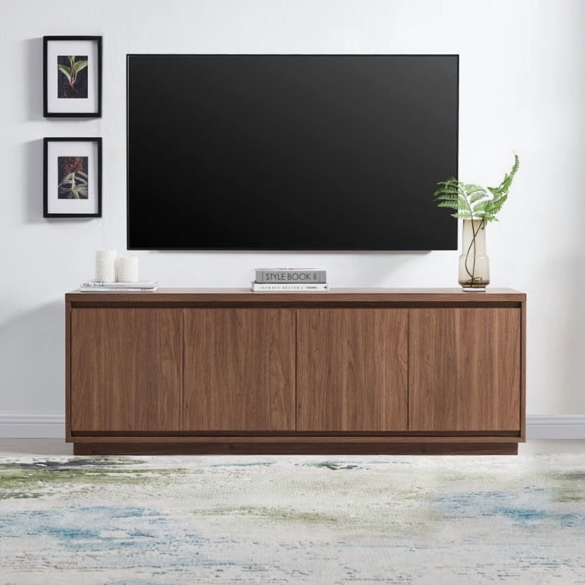 Presque Rectangular TV Stand for TV's up to 75" in Satin Walnut ...