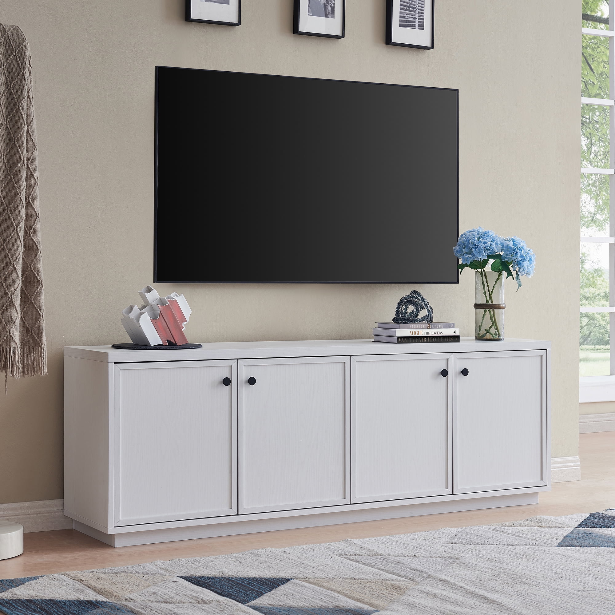 Henn&Hart 69.63" White MDF TV Stand - Walmart.com
