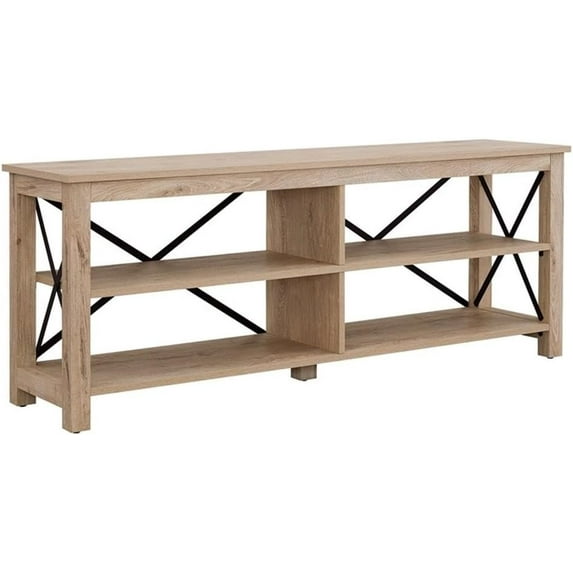 Henn&Hart Rectangular TV Stand for TV's up to 70" in White Oak ...