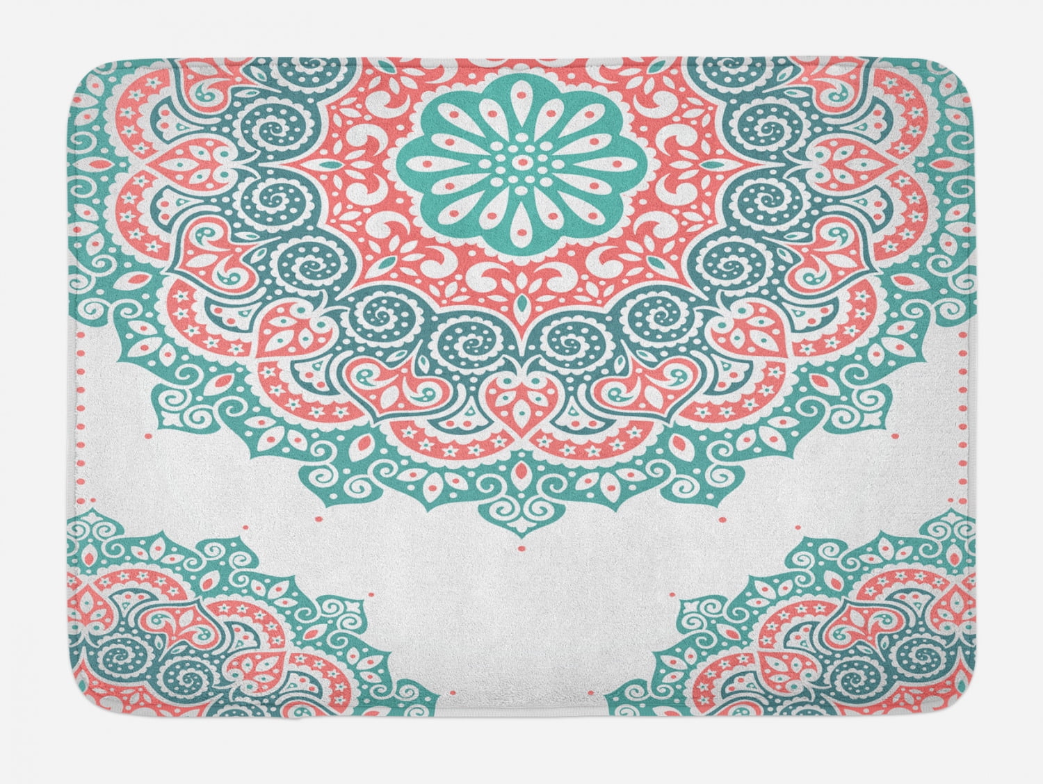 Henna Bath Mat, Soft Colored Mandala South Asian Culture Inspired ...