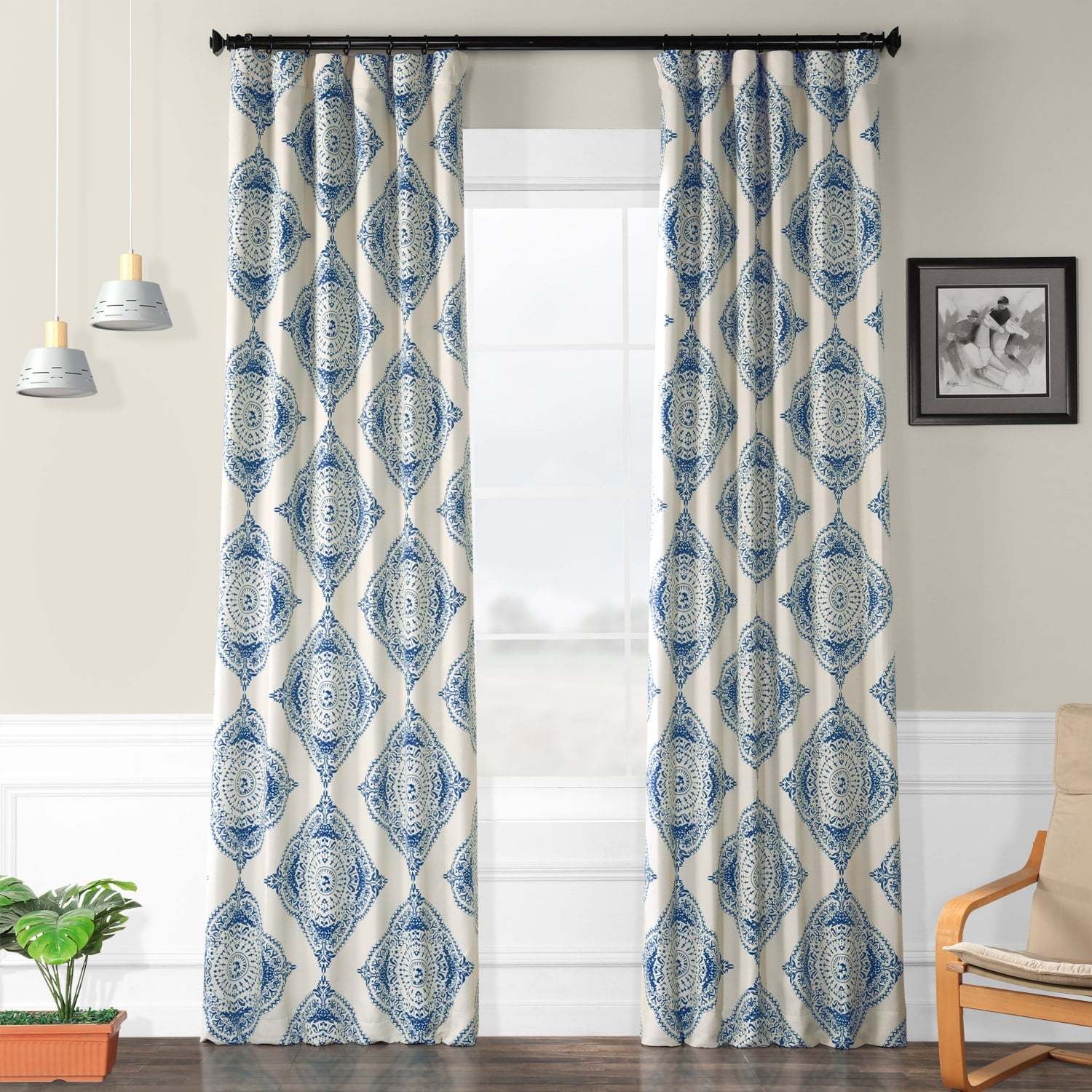 Half Price Drapes Henna Blue Room Darkening Curtains For Bedroom (1 ...