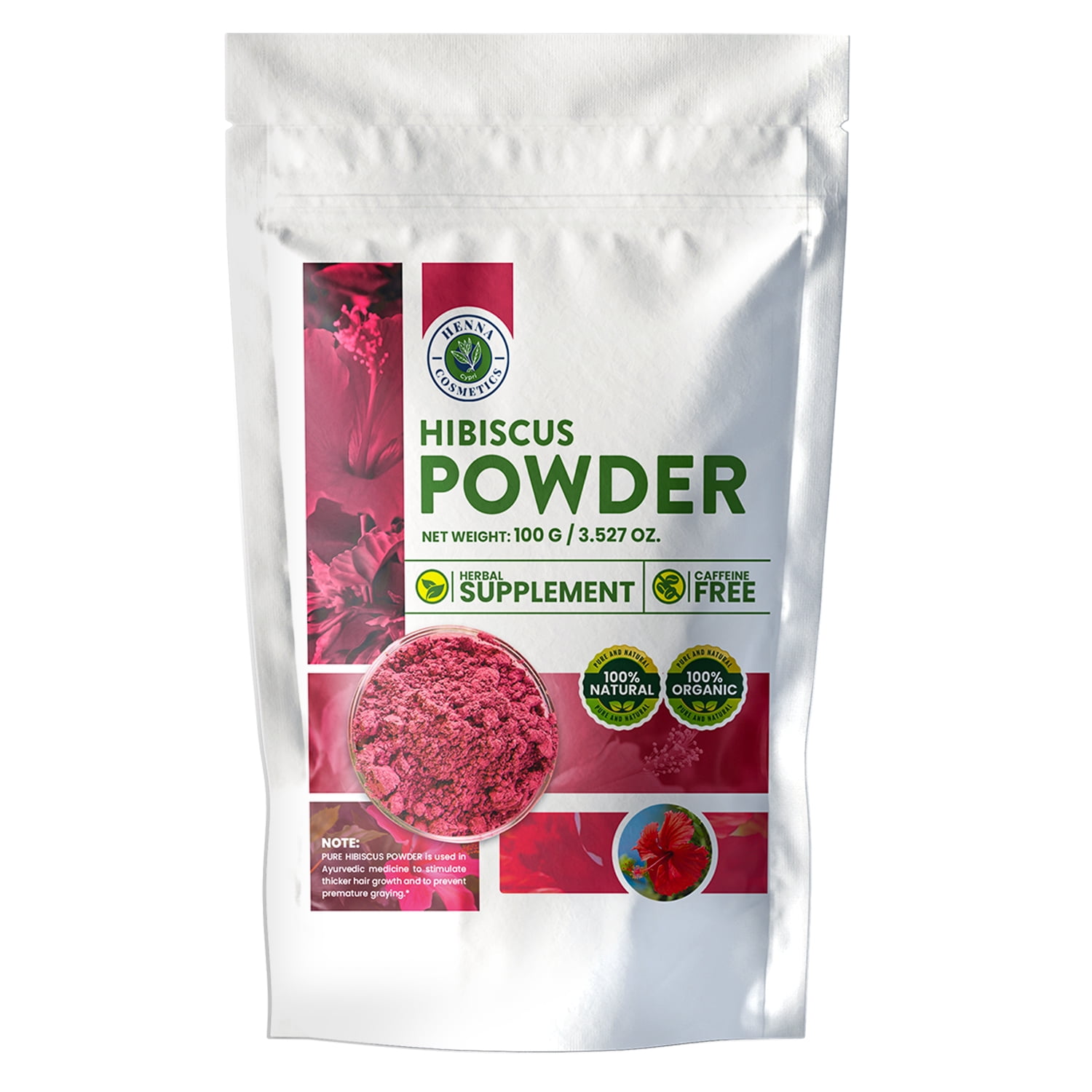 Henna Cosmetics Hibiscus Powder 100 Grams (3.52 oz.) Skin / Hair ...
