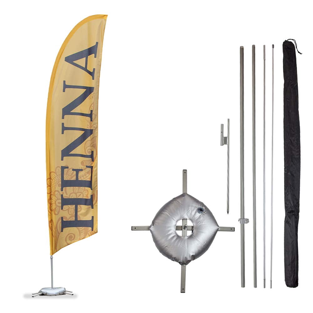 Henna Feather Flag Kits - 13.5ft Flag Complete Pole Set, Ground Stake ...
