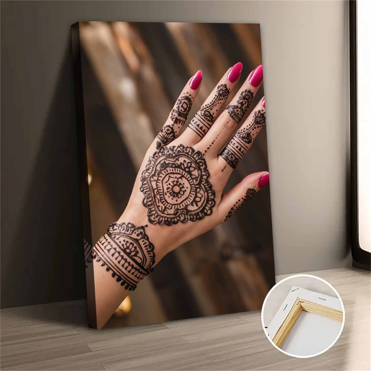 Henna Hand Wall Art Canvas Print For Bedroom Living Room Decor ...
