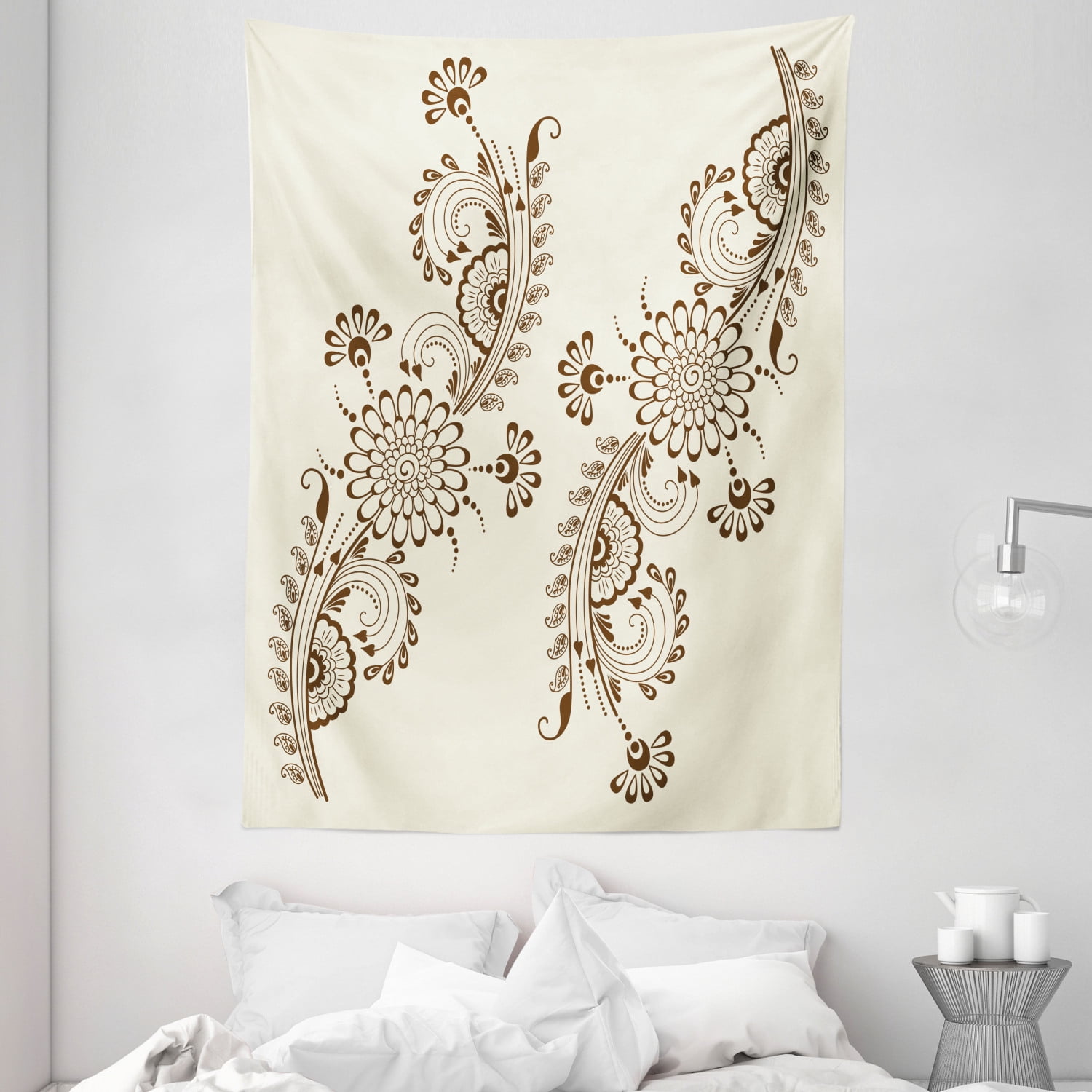 Henna Tapestry, Abstract Floral Elements South Asian Mehndi Style ...