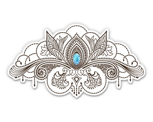 Henna Tattoo Pretty Design - 5" Vinyl Sticker - For Car Laptop I-Pad ...