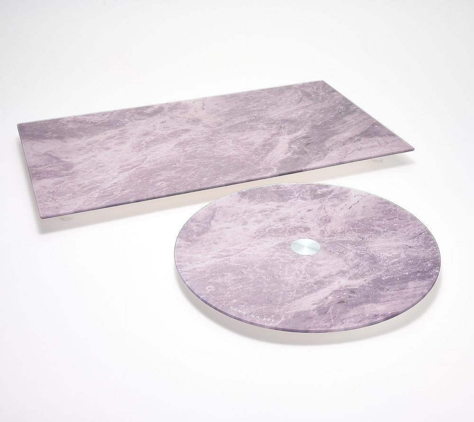 Open Box Henning Lee Tempered Glass Countertop Tray and Lazy Susan Set ...