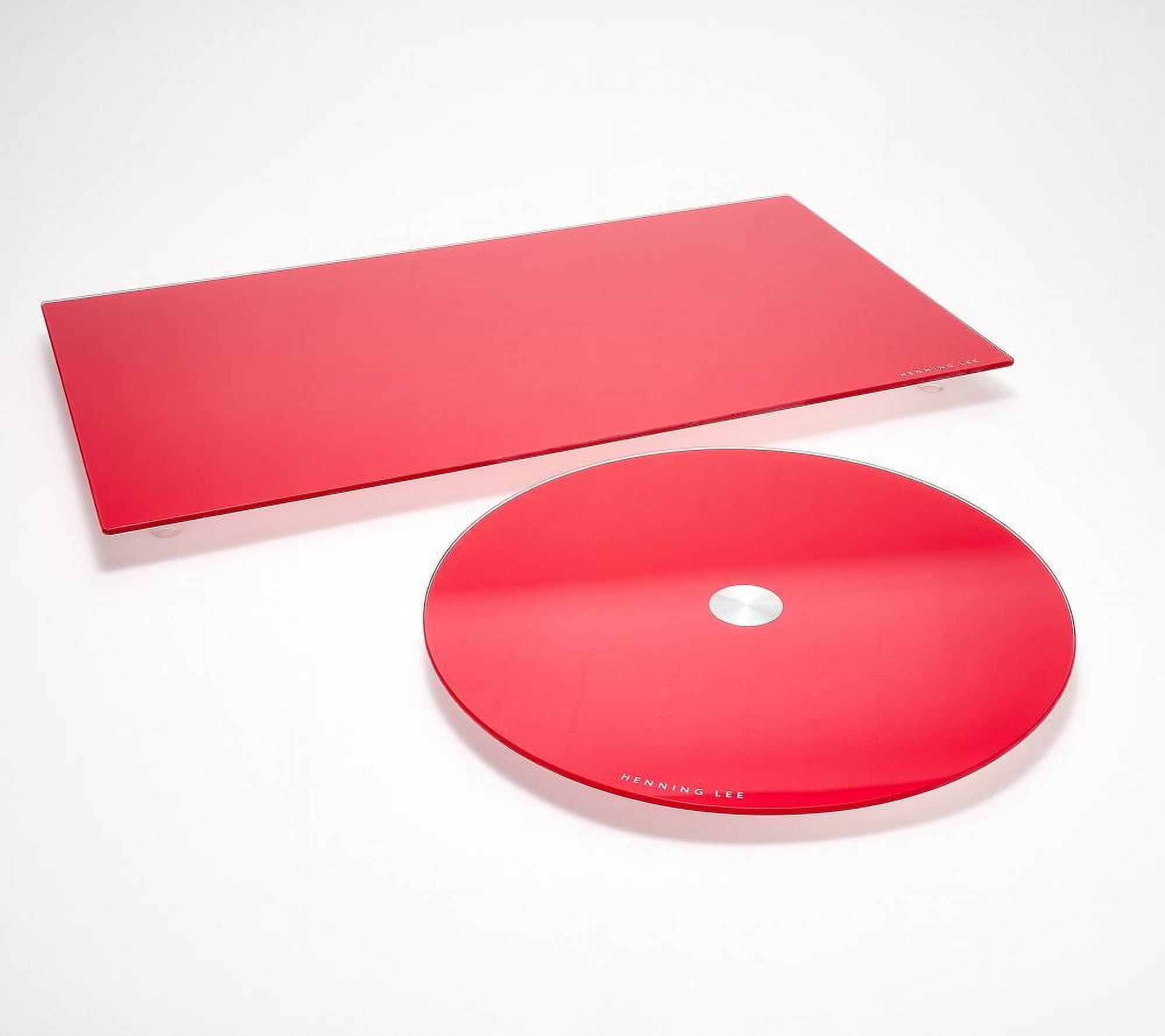 Open Box Henning Lee Tempered Glass Countertop Tray and Lazy Susan Set ...