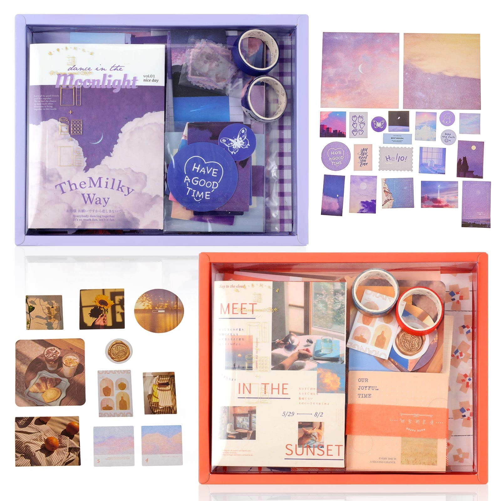 Henoyso 2 Sets Aesthetic KEF16 Scrapbook Supplies Kit Bullet Junk ...