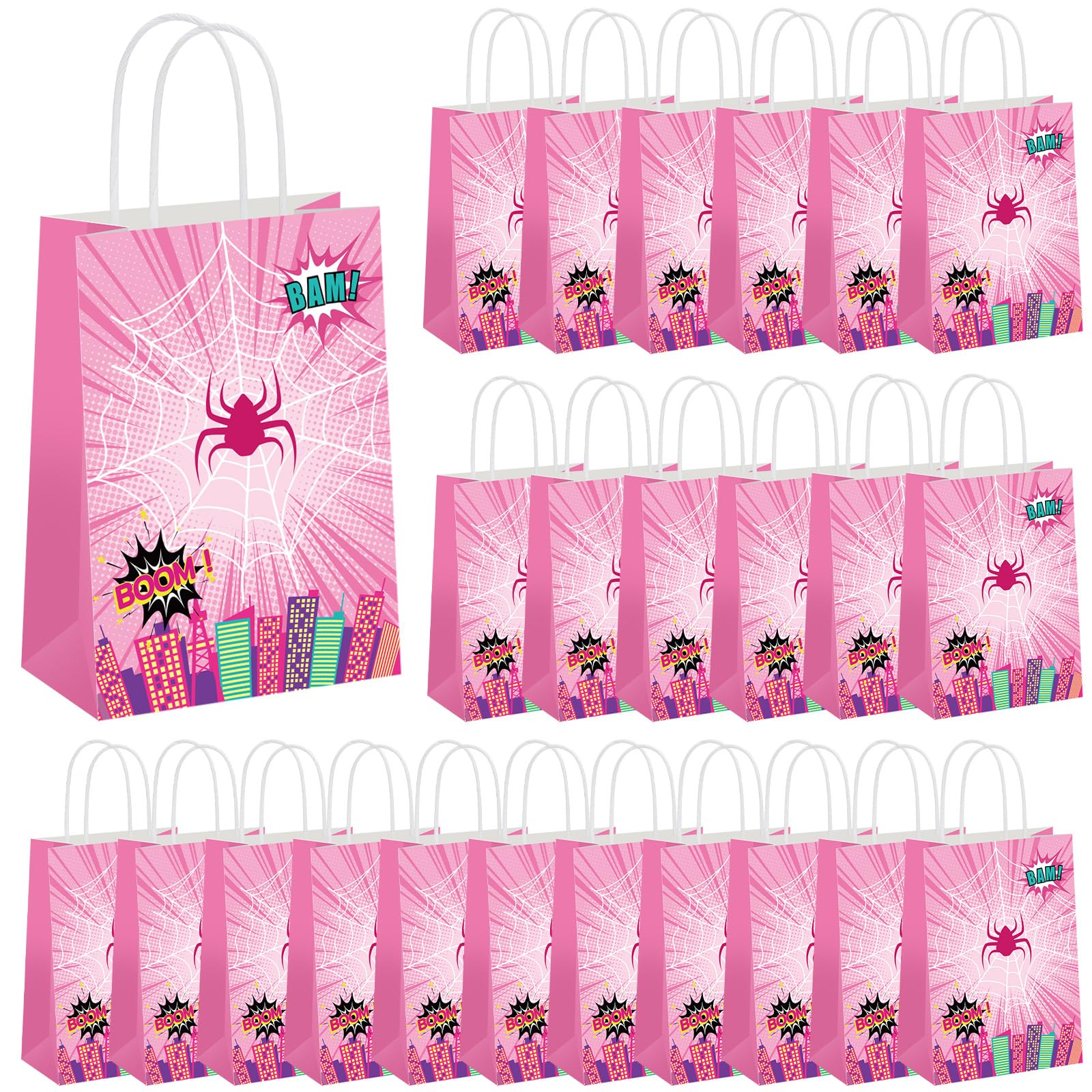 Henoyso 24 Pcs PriNst Spider Party Gift Bags with Handles Pink Ghost ...