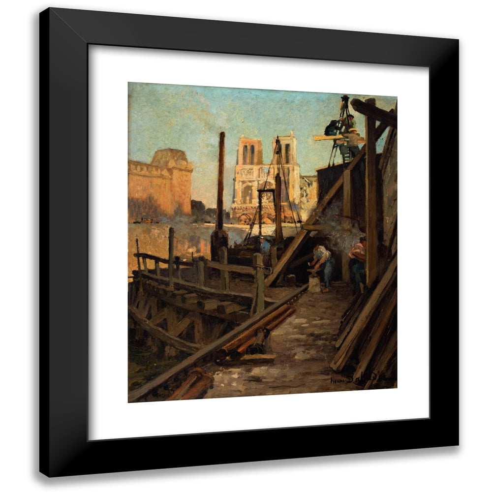 Henri Dabadie 20x23 Black Modern Framed Museum Art Print Titled - Metropolitan Work at the Quai ...