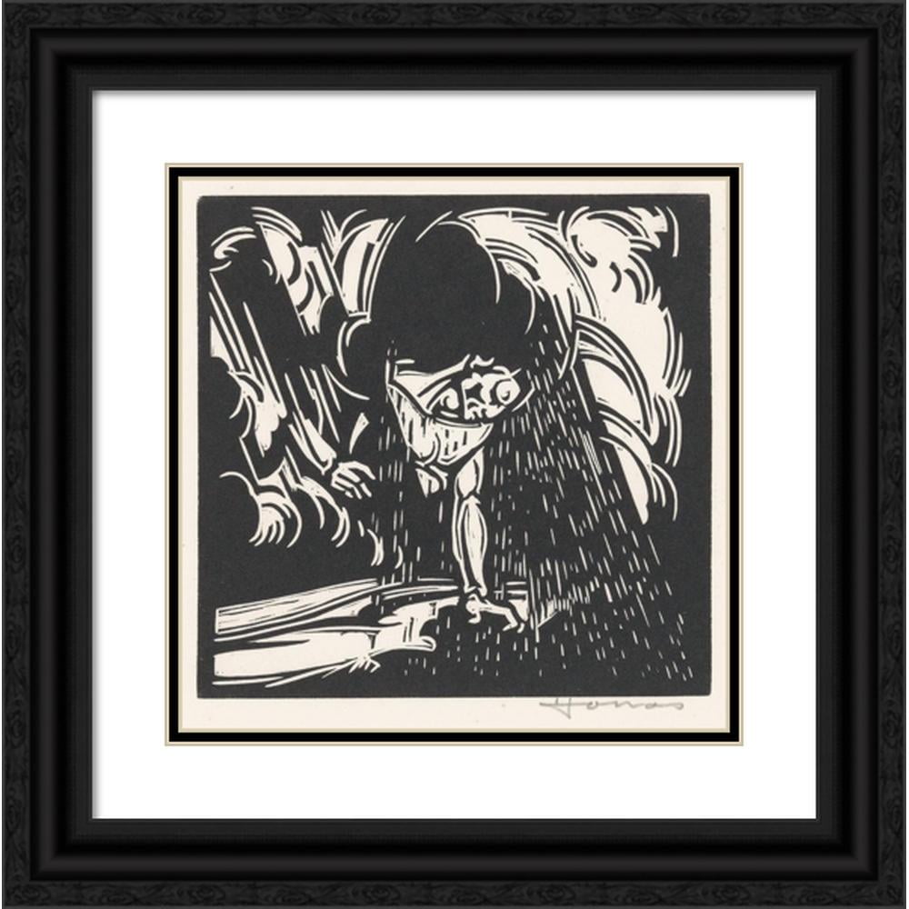 Henri Jonas 15x15 Black Ornate Wood Framed Double Matted Museum Art ...