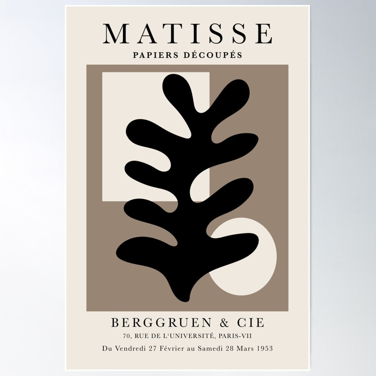 Henri Matisse Flower Contrast Black, Paper Decoupes Art Beige And Black ...