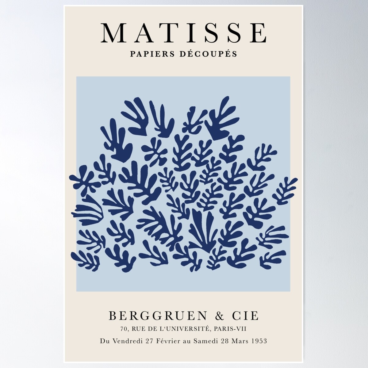 Henri Matisse Flower Papier Decoupes Art Pastel Blue Color Block