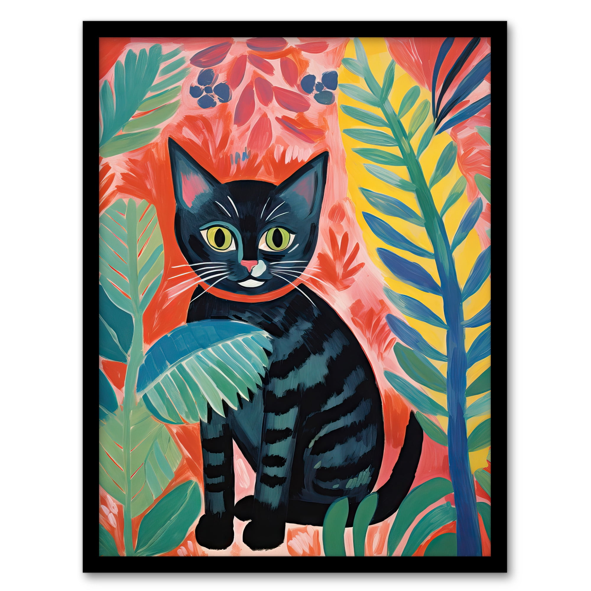 Henri Matisse Style Black Cat In The Jungle Acrylic Painting Artwork ...
