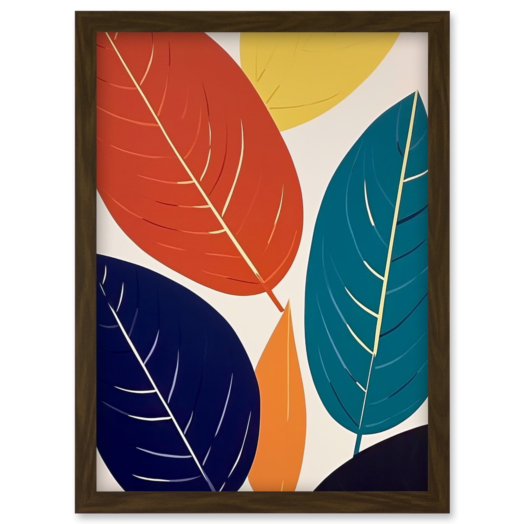 Henri Matisse Style Leaves Linocut Painting Blue Yellow Orange ...