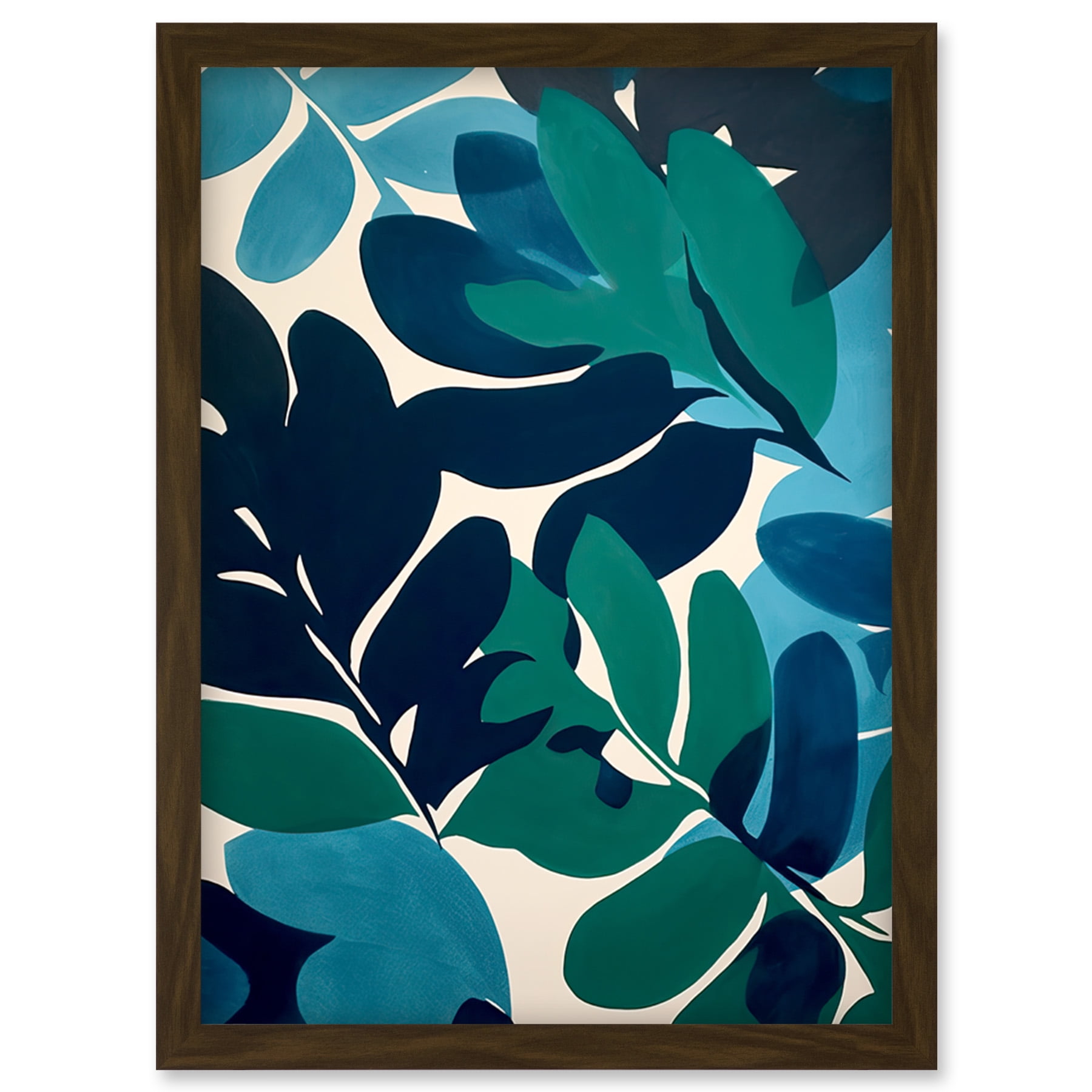 Henri Matisse Style Leaves Watercolour Painting Blue Green Botanical ...