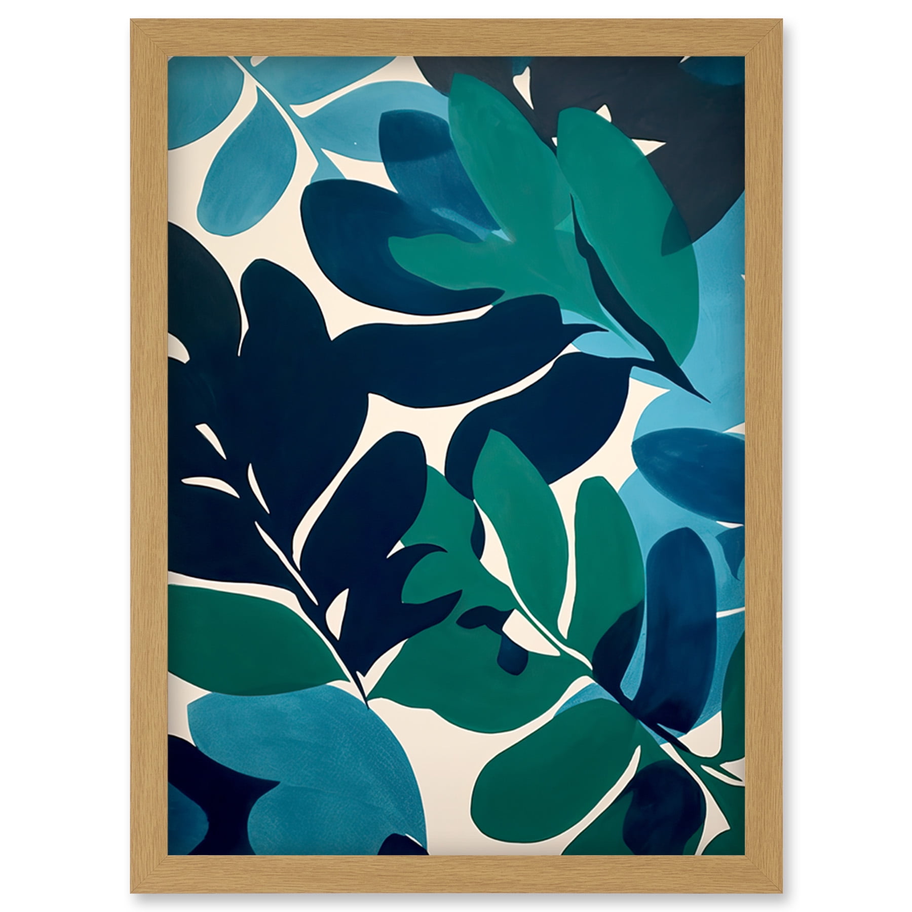 Henri Matisse Style Leaves Watercolour Painting Blue Green Botanical ...