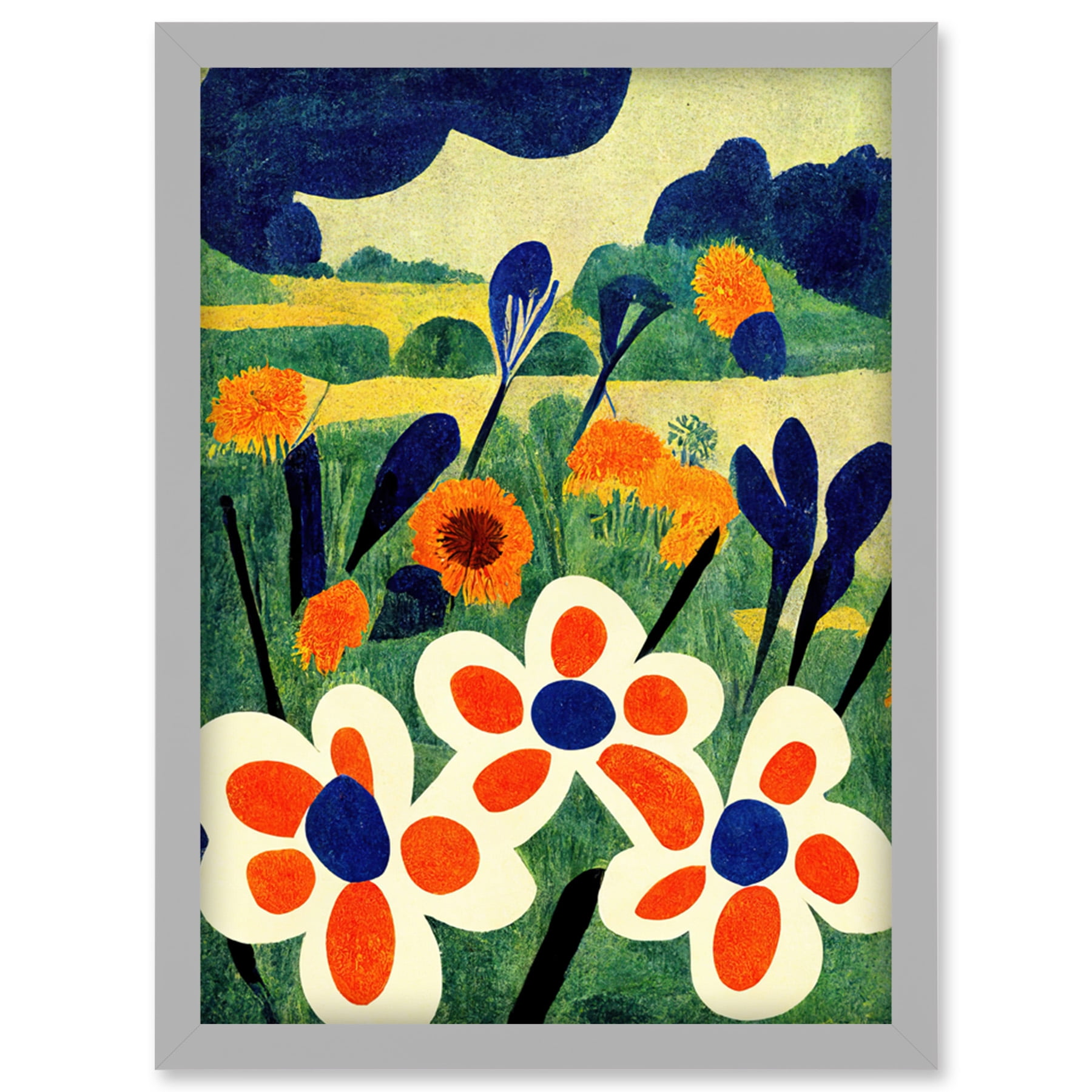 Henri Matisse Style Meadow Flowers Iris Artwork Framed Wall Art Print ...