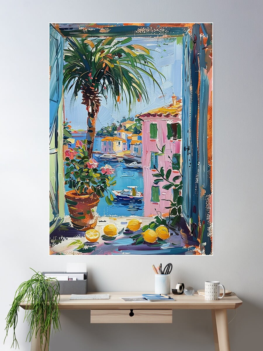 Henri Matisse Style Poster, Mediterranean, Open Window, Pastel Poster ...