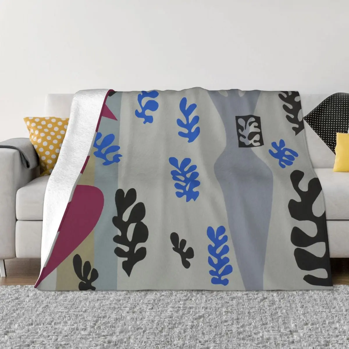 Henri Matisse Style Wool Blanket Nordic Algae Custom Throw Blankets for ...