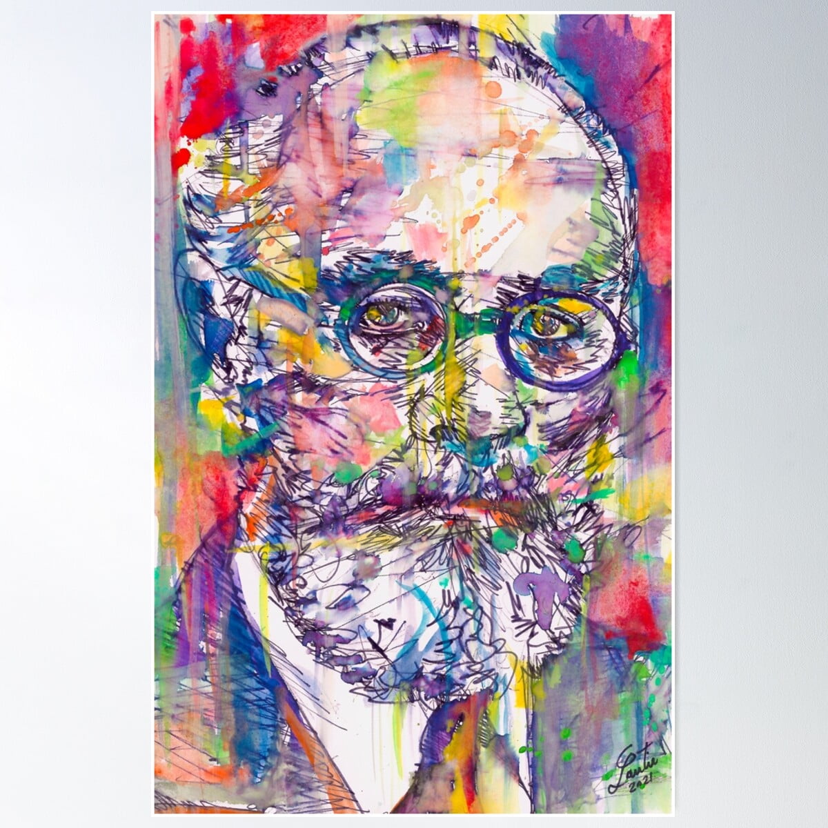 Henri Matisse Watercolor And Ink Portrait Poster Wall Art, Modern Wall ...