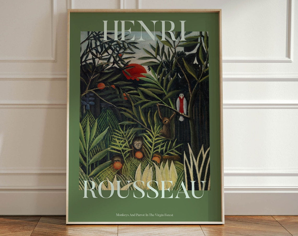 Henri Rousseau Art Print, Sage Green Jungle Abstract Vintage Minimalist ...