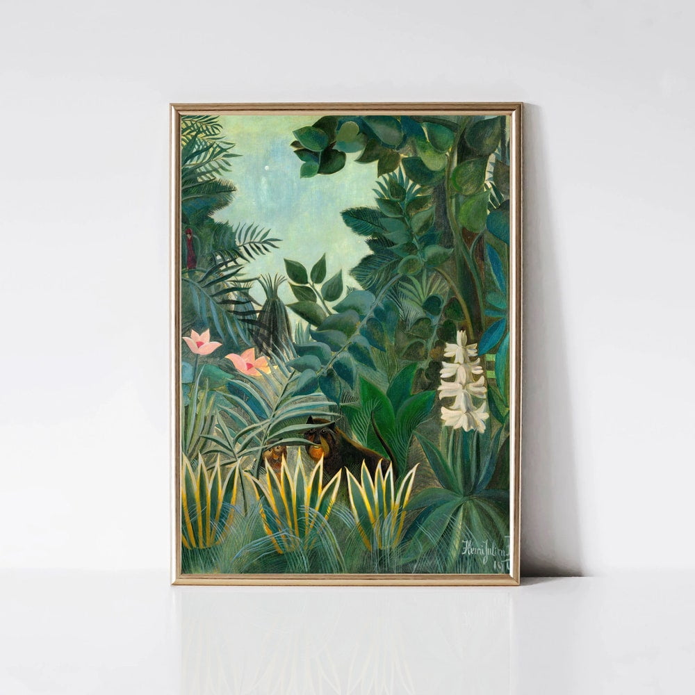 Henri Rousseau Equatorial Jungle, Vintage Tropical Landscape Painting ...