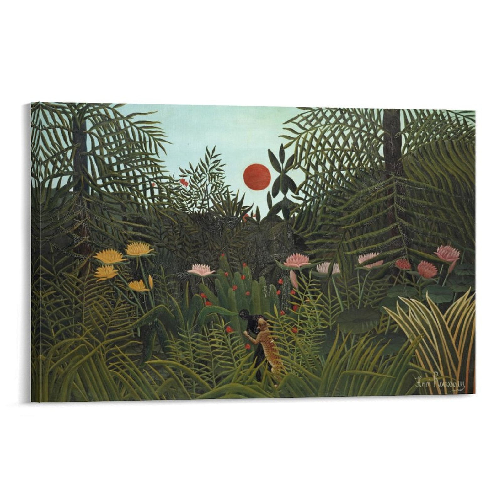 Henri Rousseau The Jungle Sunset Art Poster Wall Art Picture Painting ...