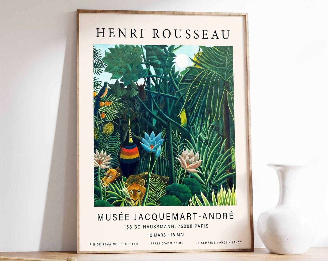 Henri Rousseau Poster, Tiger Peeking Out From Grass, Tropical Jungle ...