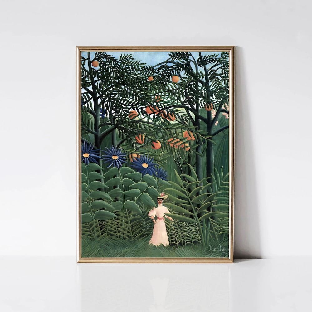 Henri Rousseau Woman Walking In Forest, Modernist Tropical Landscape ...