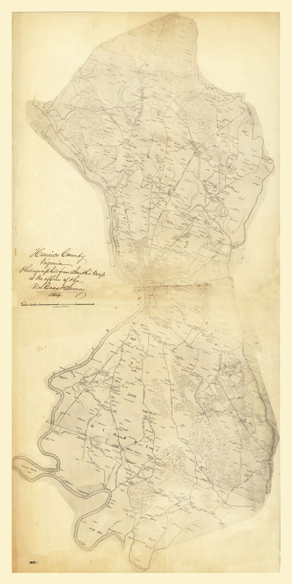 Historic County Map - Henrico County Virginia - Smith 1864 - 23 x 45.97 ...