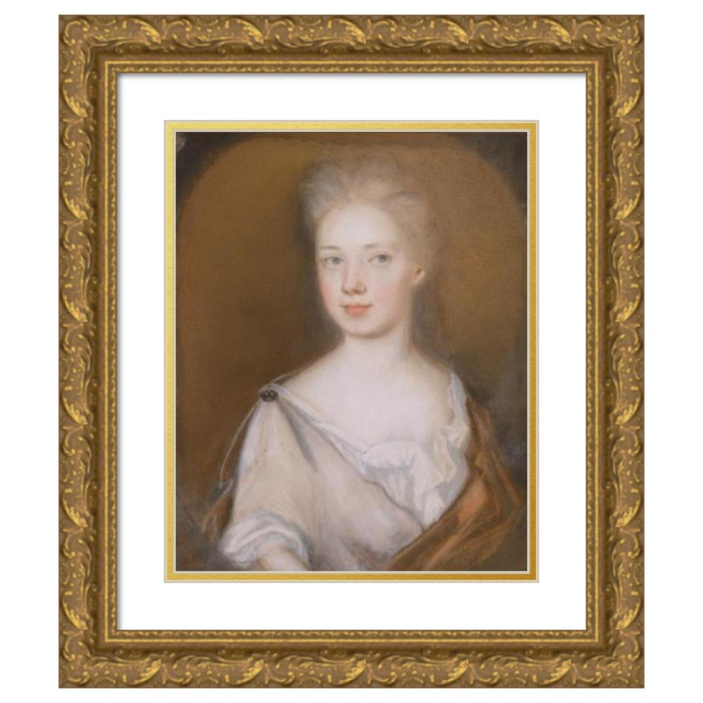 Henrietta Johnston 15x18 Gold Ornate Wood Frame and Double Matted ...