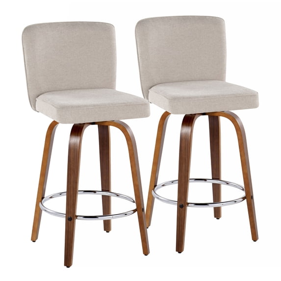 Henry 26" Contemporary Fixed-Height Counter Stool with Swivel in Walnut ...