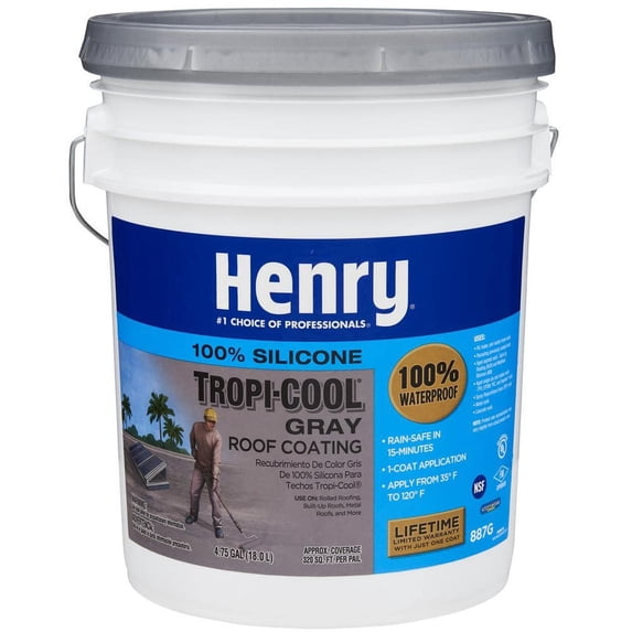 Henry 887G Tropi-Cool Gray HE887G018 100% Silicone Reflective Roof ...