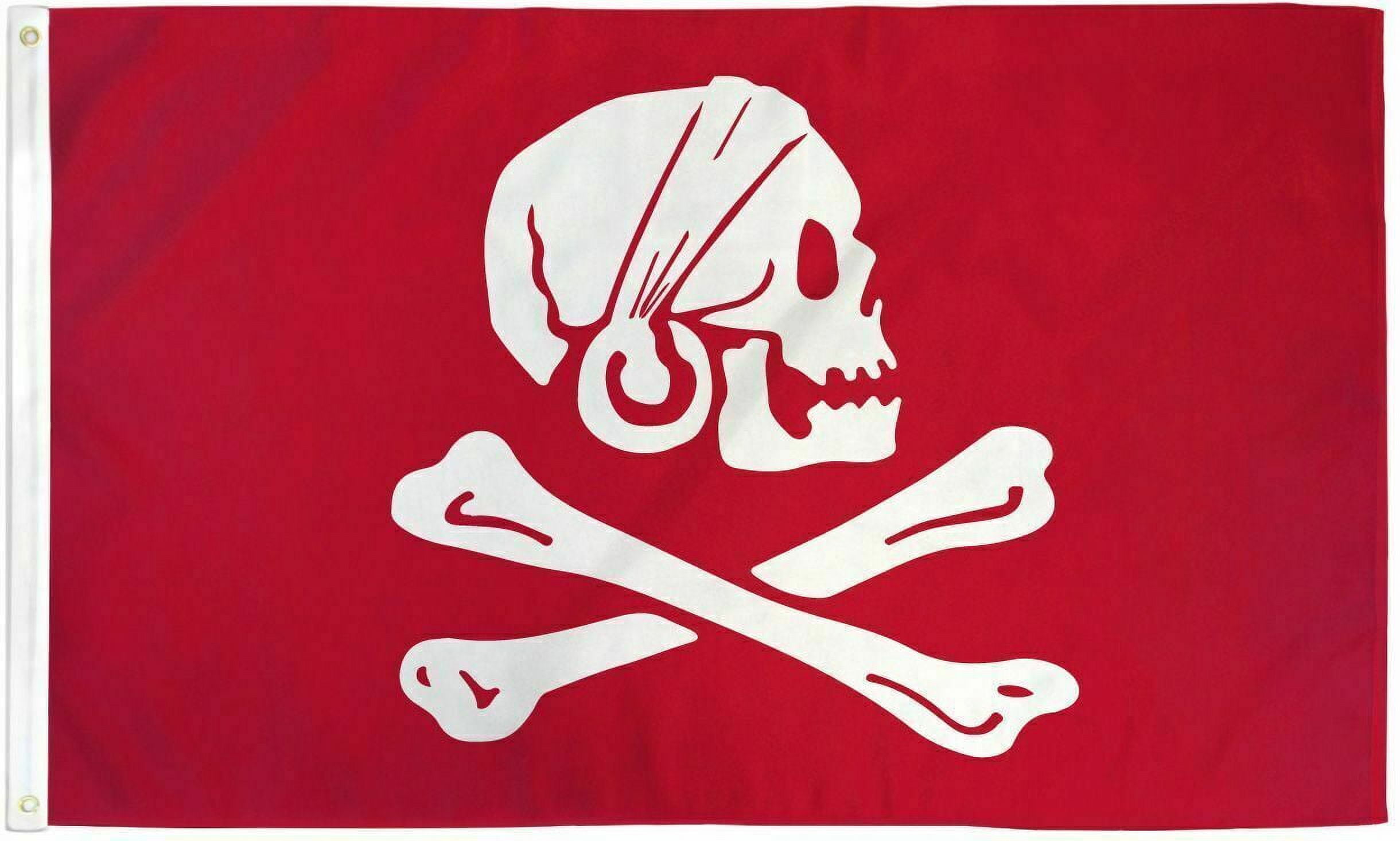 Henry Avery Red Pirate Flag Jolly Roger Skull Crossbones Banner Ship ...